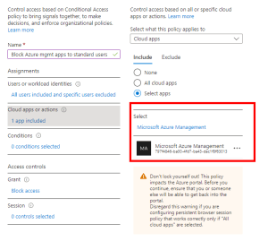 Restrict access to Azure Management apps – Azure AD – Azvise