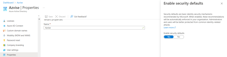 How to enable and disable Security Defaults – Azvise